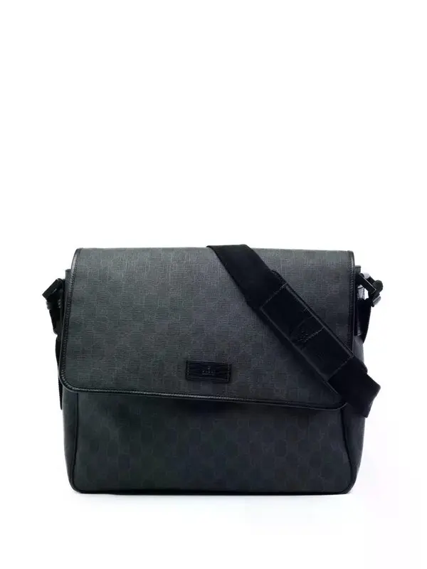 Gucci 2000-2015 Gg Supreme Flap Messenger Bag Crossbody Bag - Black