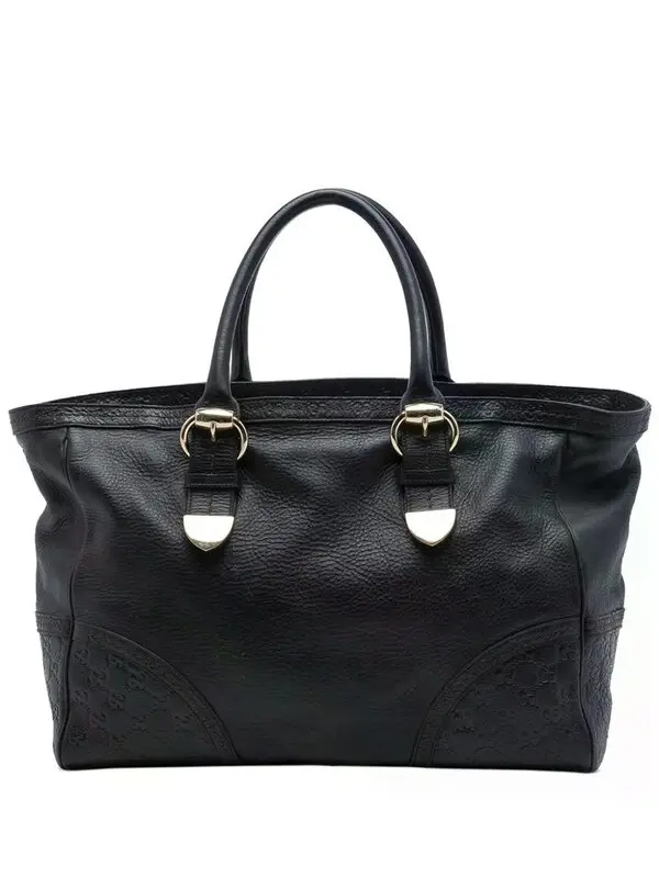 Gucci 2016-2026 Guccissima Trimmed Calfskin Signoria Tote Bag - Black