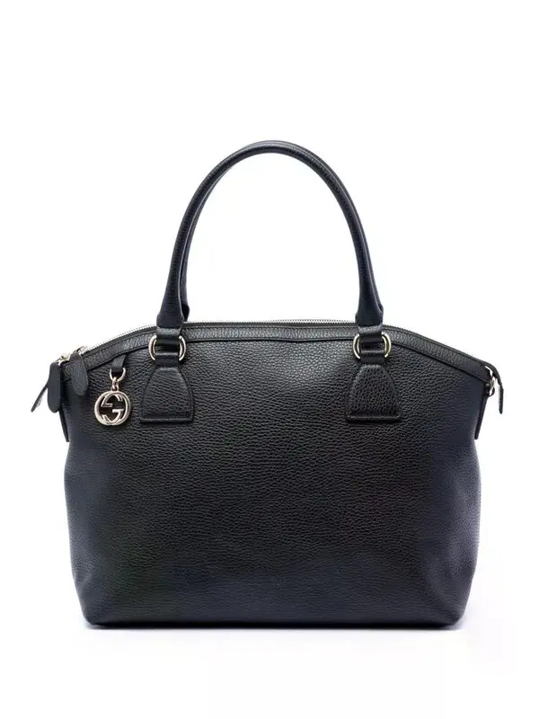Gucci 2016-2026 Medium Calfskin Gg Charm Dome Satchel - Black