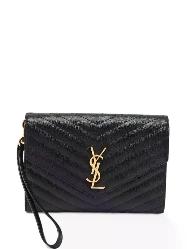 Saint Laurent 2022 Envelope Monogram Pouch - Black