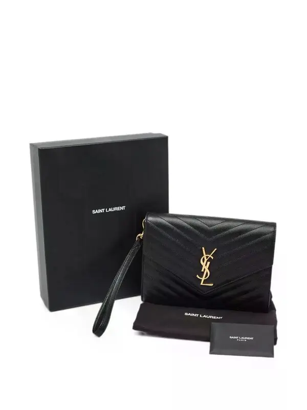 Saint Laurent 2022 Envelope Monogram Pouch - Black