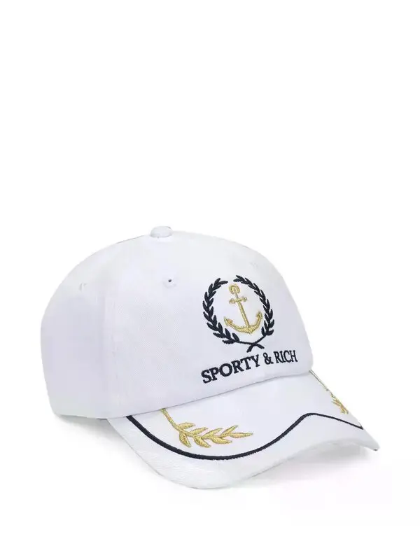 SPORTY & RICH Logo-embroidered Baseball Cap - White