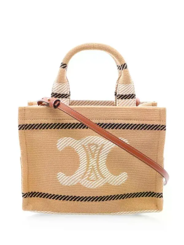 Celine 2020-2026 Small Canvas Triomphe Cabas Thais Tote Satchel - Neutrals