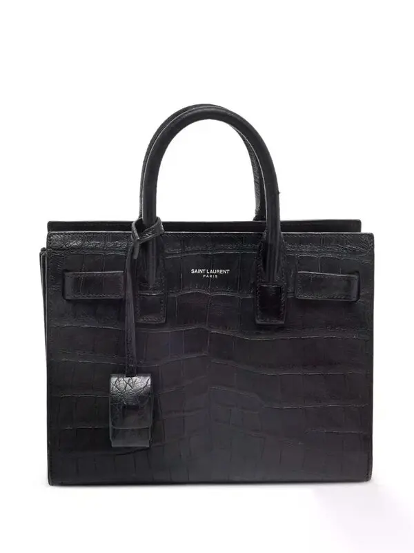 Saint Laurent 2016 Nano Sac De Jour Crocodile-effect Tote Bag - Black