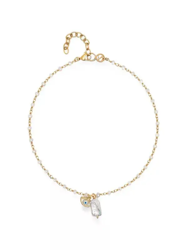NIALAYA JEWELRY Evil Eye Pearl Pendant Necklace