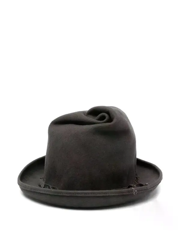 Yohji Yamamoto Ruffled-trim Fedora Hat - Grey