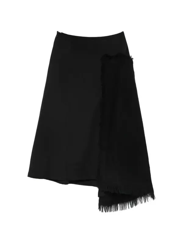 Yohji Yamamoto Fringed-edge Layered Skirt - Black