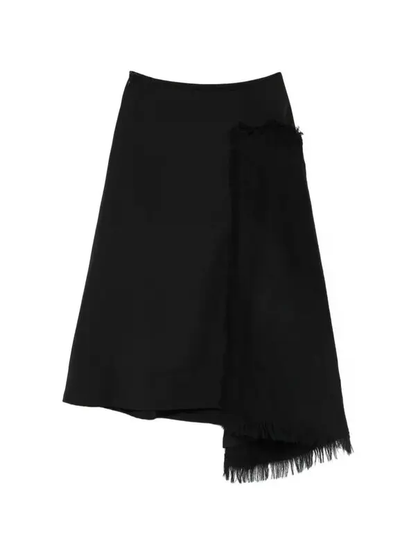 Yohji Yamamoto Layered Fringed Skirt - Black