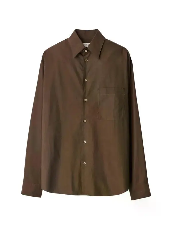 LEMAIRE Regular Shirt In Washed Cotton Silk - Brown