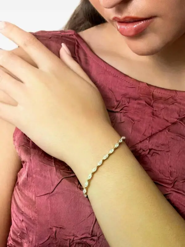 WITH LOVE 14k Yellow 4.6 Carat Marquise-cut Diamond Tennis Bracelet
