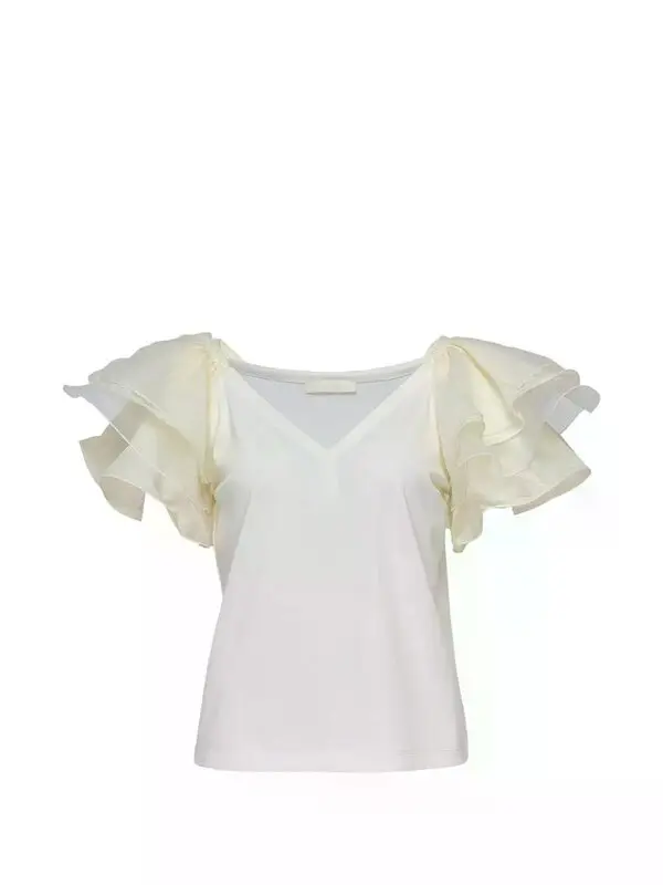 CLUB21 Ruffled Satin-finish T-shirt