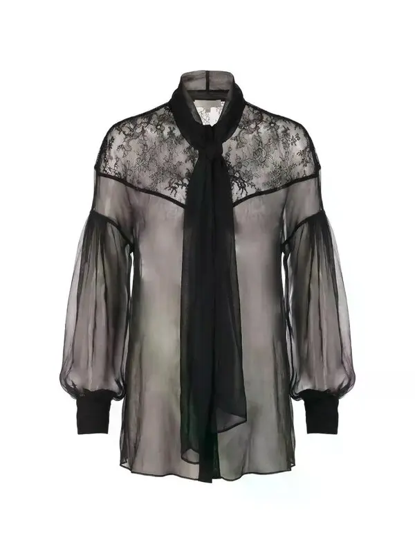 Valentino Garavani Lace-panelled Pussy-bow Shirt