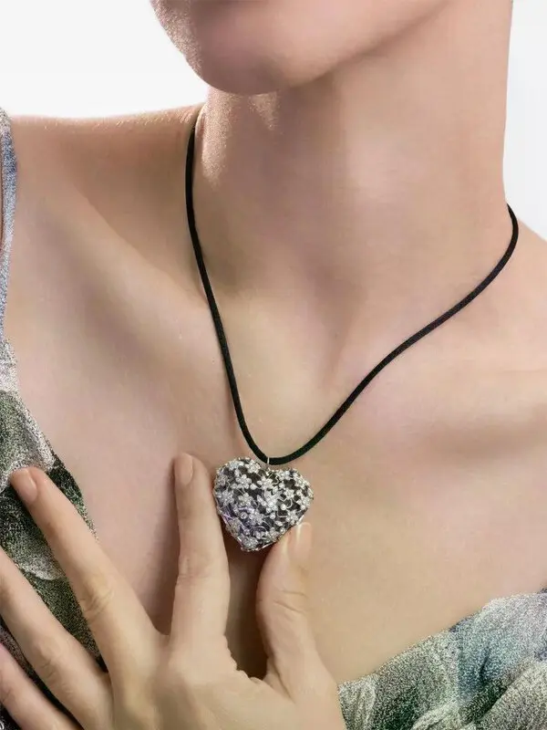 CICADA JEWELRY Platinum Amethyst And Diamond Heart Pendant Necklace