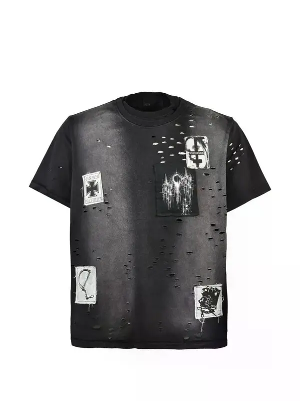 FILTH Patch-detail Distressed T-shirt