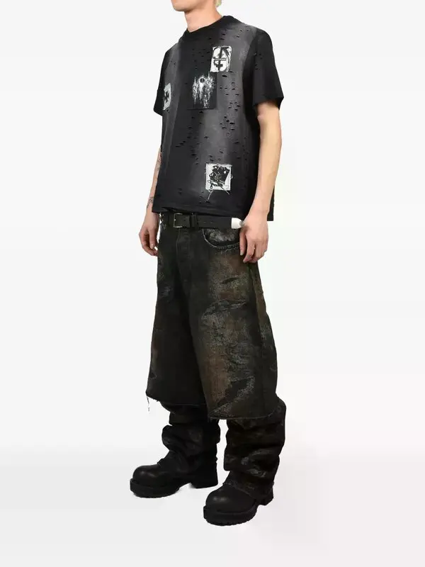 FILTH Patch-detail Distressed T-shirt