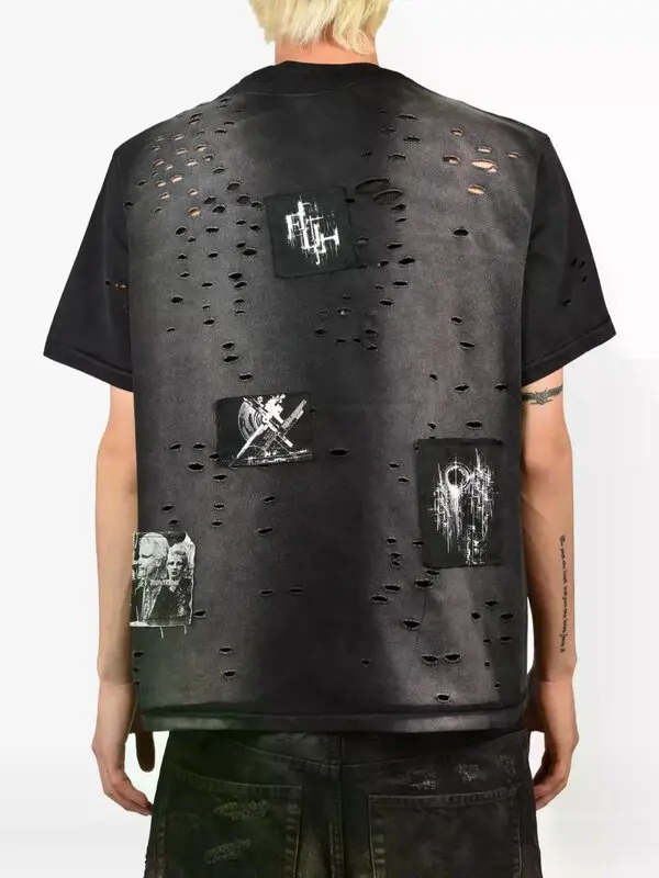 FILTH Patch-detail Distressed T-shirt