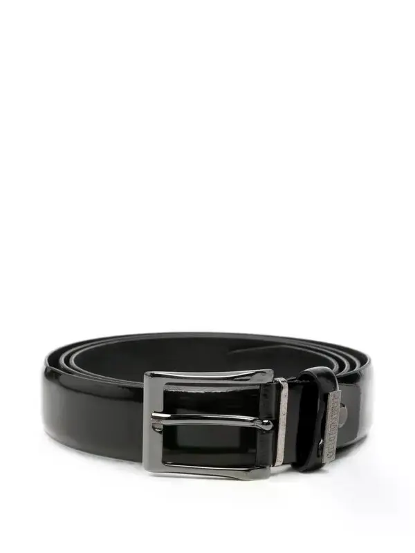 CARLO PIGNATELLI Logo Plaque Belt - Black