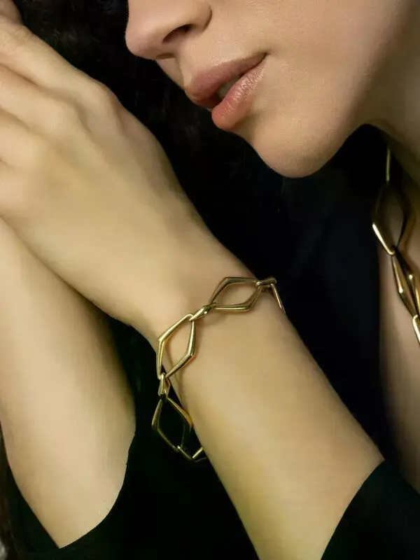 PARULINA 18k Yellow Openwork Diamond-shaped Link Bracelet