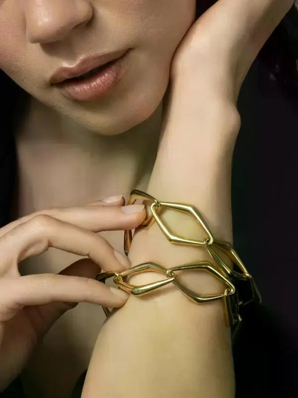 PARULINA 18k Yellow Openwork Diamond-shaped Link Bracelet