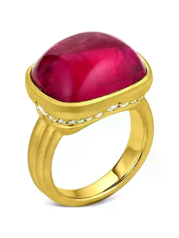 LEIGH MAXWELL Pink Tourmaline And Diamond Ring In 18k Yellow