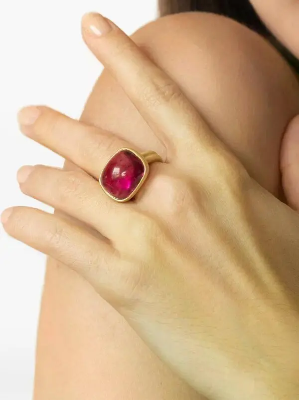 LEIGH MAXWELL Pink Tourmaline And Diamond Ring In 18k Yellow