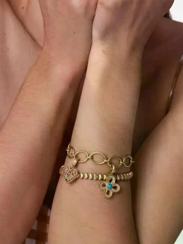 LEIGH MAXWELL 18k Yellow Diamond T-bar Link Bracelet
