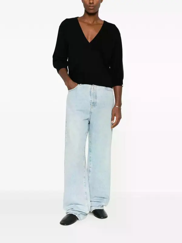 Extreme Cashmere V-neck Three-quarter Sleeve Sweater