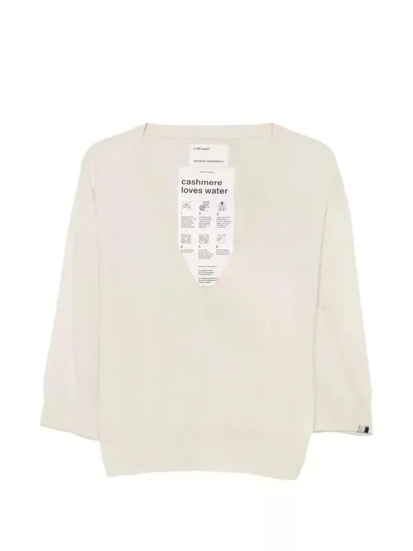 Extreme Cashmere Cashmere V-neck Three-quarter Sleeve Sweater - Neutrals