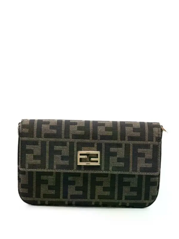Fendi Baguette Ff-motif Clutch Bag - Brown
