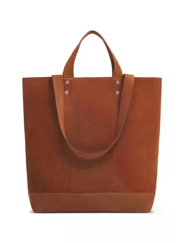 Marni Rivet-embellished Suede Tote Bag - Brown