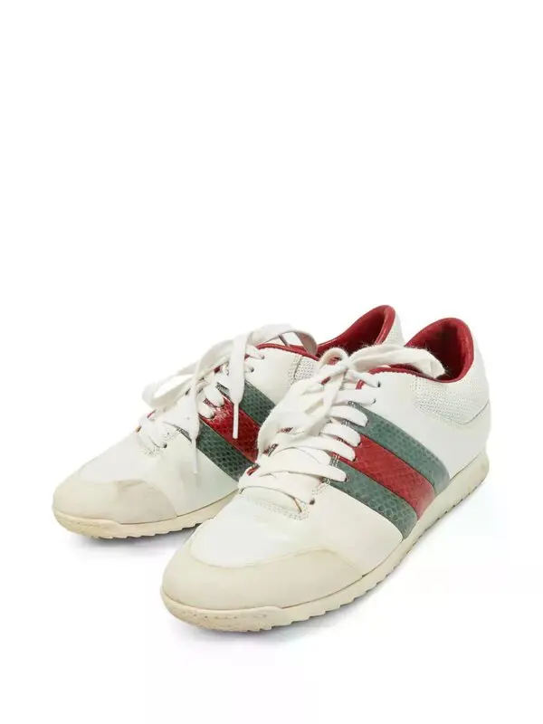 Gucci Leather Web Stripe Sneakers - White