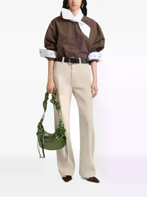 Marni Smocked Toggle-secured Shoulder Bag - Green