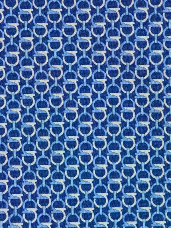 FERRAGAMO Gancini Links Print Silk Neck Tie - Blue