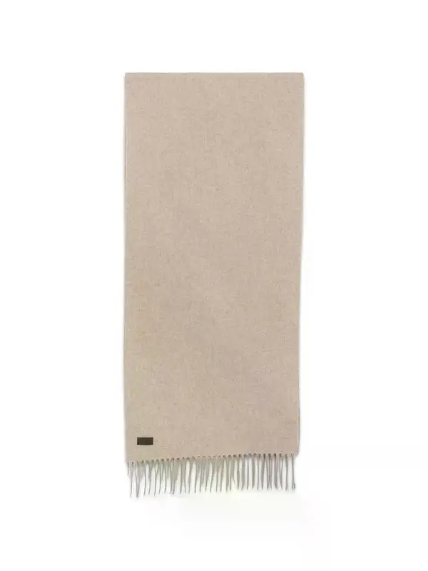 Canali Logo-patch Fringed Scarf - Neutrals