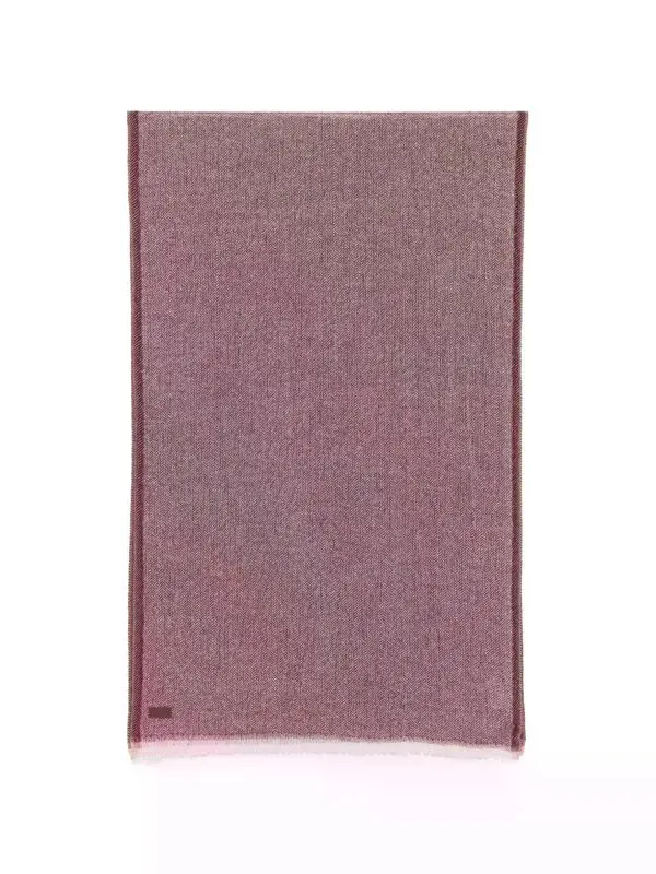 Canali Herringbone-weave Frayed Scarf - Red
