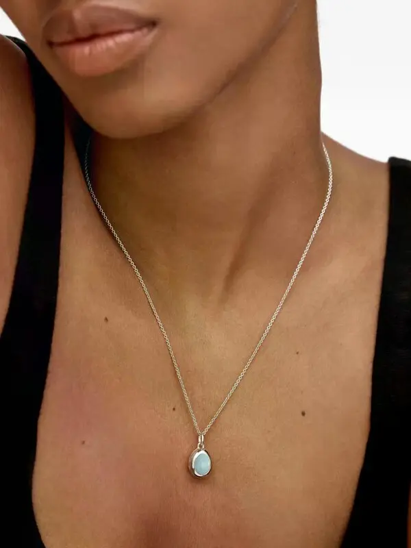 Monica Vinader March Aquamarine Locket Necklace In Tone - Silver