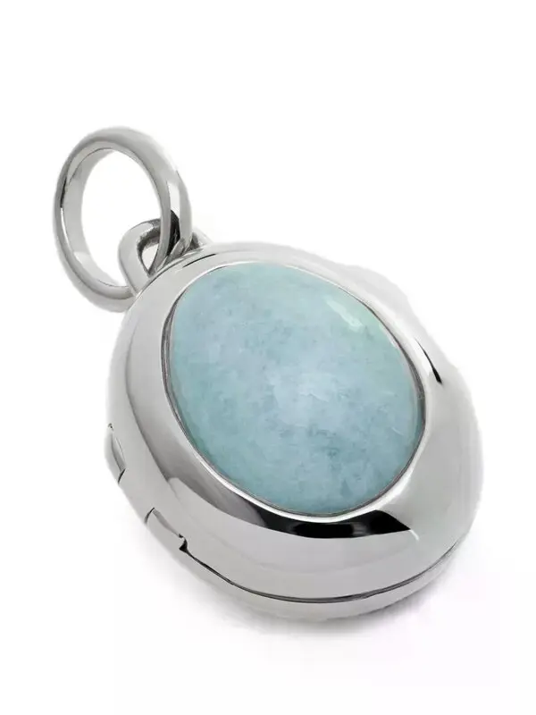Monica Vinader March Aquamarine Locket Necklace In Tone - Silver