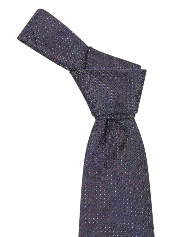 LARDINI Geometric-pattern Silk Tie - Blue