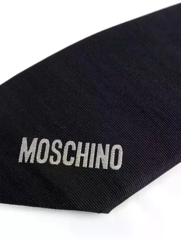 Moschino Embroidered Silk Tie - Blue