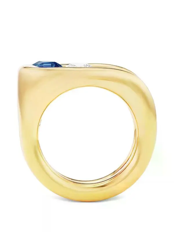 UNIFORM OBJECT Impact Blue Sapphire And Diamond Ring - Gold