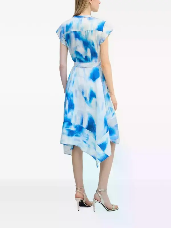 Dkny Tie-dye Linen Asymmetric Dress