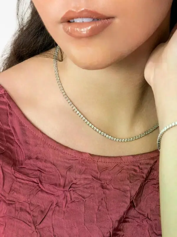 WITH LOVE 14k White Gold 7 Carat Diamond Tennis Necklace