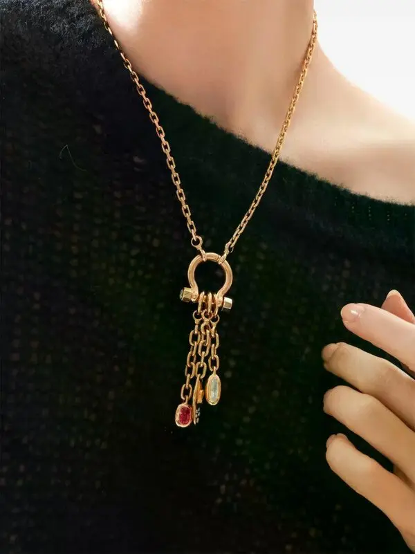 UNIFORM OBJECT 18k Yellow Carriage Drop Diamond Pendant