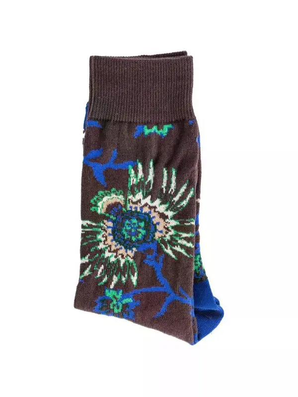 Sacai Floral Intarsia Knit Crew Socks