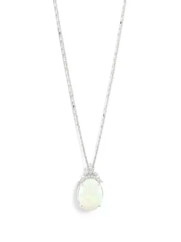 Yeprem Opal And Diamond Pendant Necklace - Silver