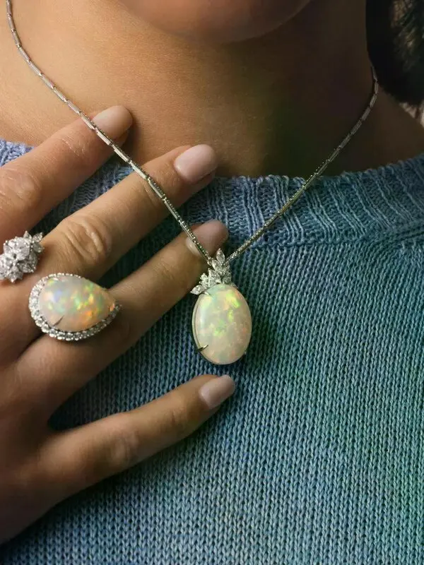 Yeprem Opal And Diamond Pendant Necklace