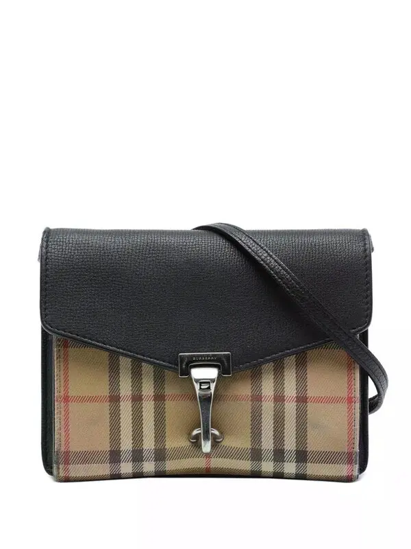 Burberry 2000-2017 Small Leather And House Check Canvas Derby Macken Crossbody Bag - Black