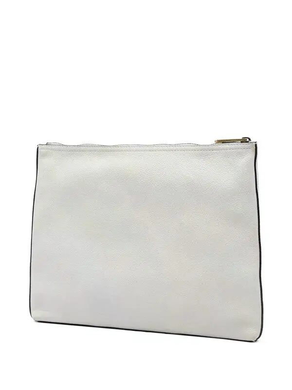 Gucci Calfskin Logo Portfolio Clutch Bag - White