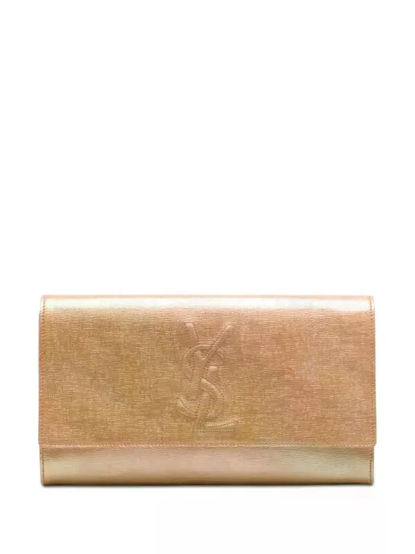 Saint Laurent 2000-2013 Large Textured Patent Monogram Belle De Jour Clutch Bag