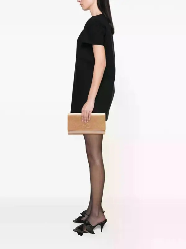 Saint Laurent 2000-2013 Large Textured Patent Monogram Belle De Jour Clutch Bag